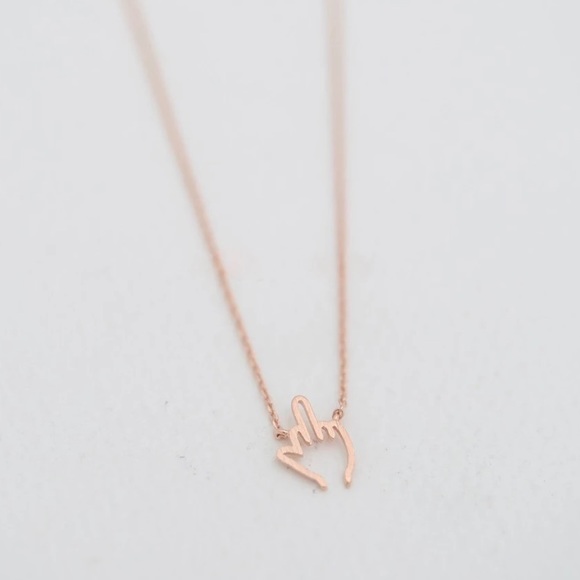 Jewelry | New Rose Gold Middle Finger Fu Necklace | Poshmark